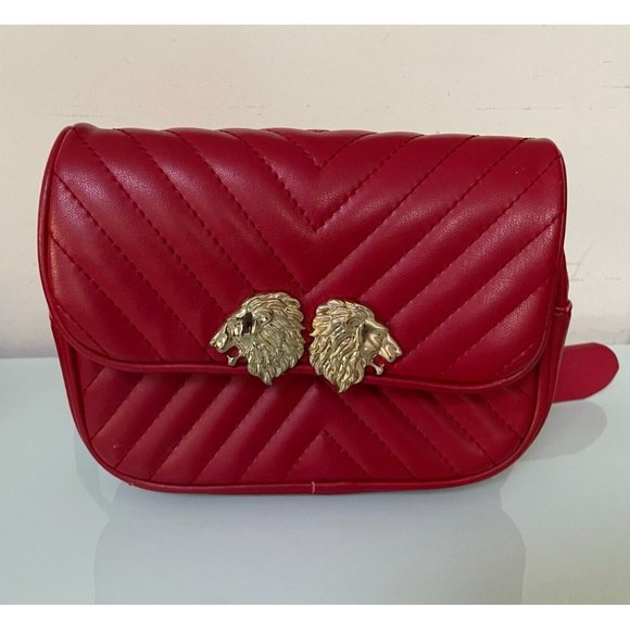 Zara | Bags | Zara Quilted Red Golden Lionhead Crossbody Convertible ...